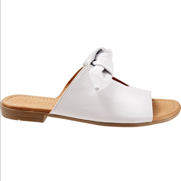 Bueno | Shoes | Bueno Joley White Leather Bow Slide Size 42 | Poshmark